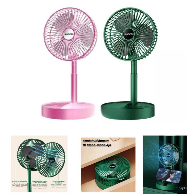 Jual kipas angin mini meja lipat telescopic usb cas batrai 2000mah ...