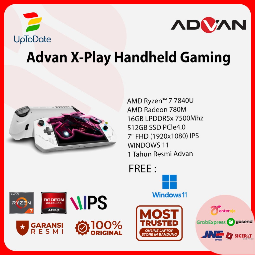 Jual Advan X-Play Handheld Gaming AMD Ryzen 7 7840U 7" IPS 120Hz 16GB ...