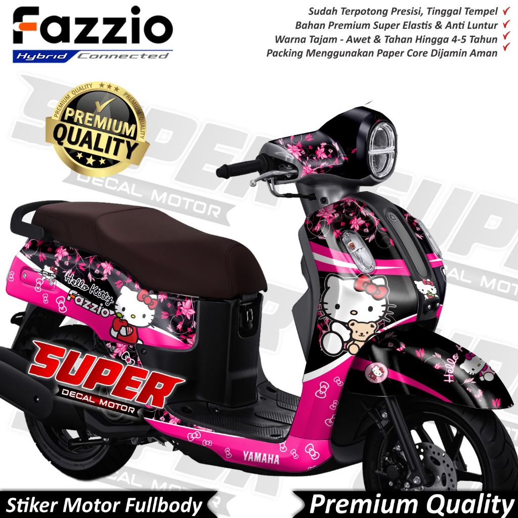 Jual Stiker Decal Motor Yamaha FAZZIO Full Body Variasi Hello Kitty ...