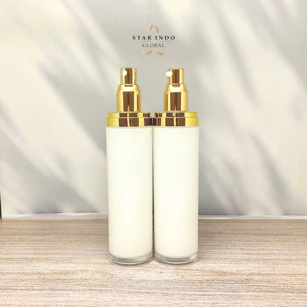 Jual LUXURY SERIES Botol Skincare Botol Pump & Spray Putih Solid Gold ...