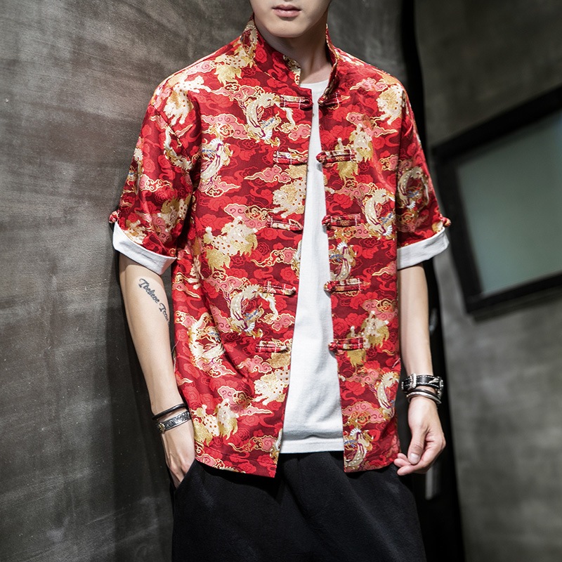 Jual cheongsam pria motif naga batik pakaian adat tradisional chinese ...