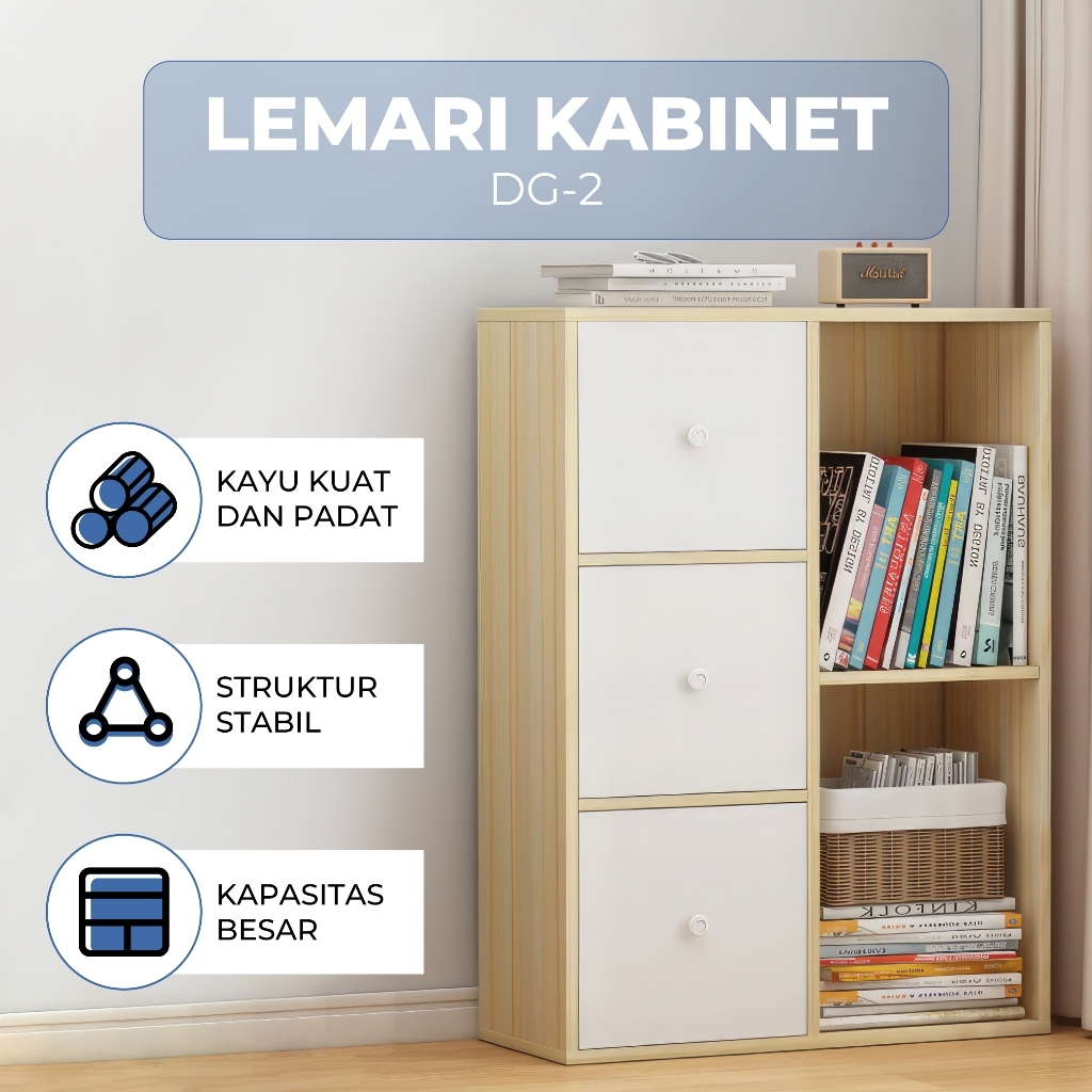 Jual DTG - Lemari Buku Kayu 3 & 4 Pintu Kompartment Lemari Lantai Ruang ...