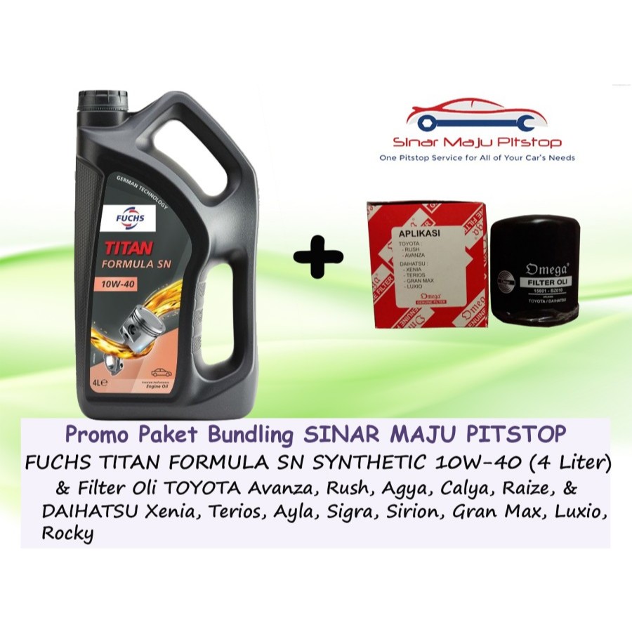 Jual Paket Oli FUCHS TITAN FORMULA SN SYNTHETIC 10W-40 Galon 4 Liter ...