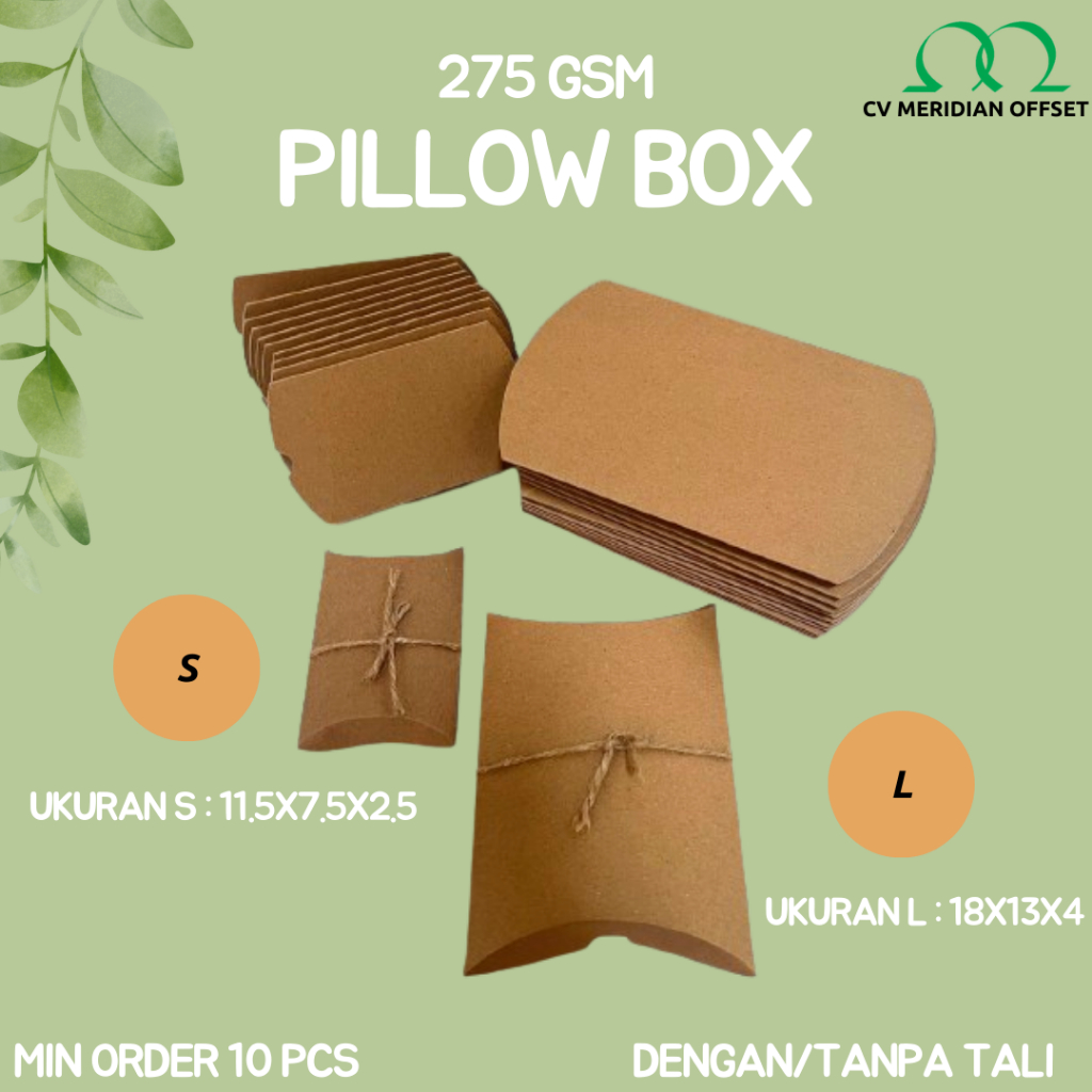 Jual Pillow Box packaging kemasan gift box souvenir tali rami | Shopee ...
