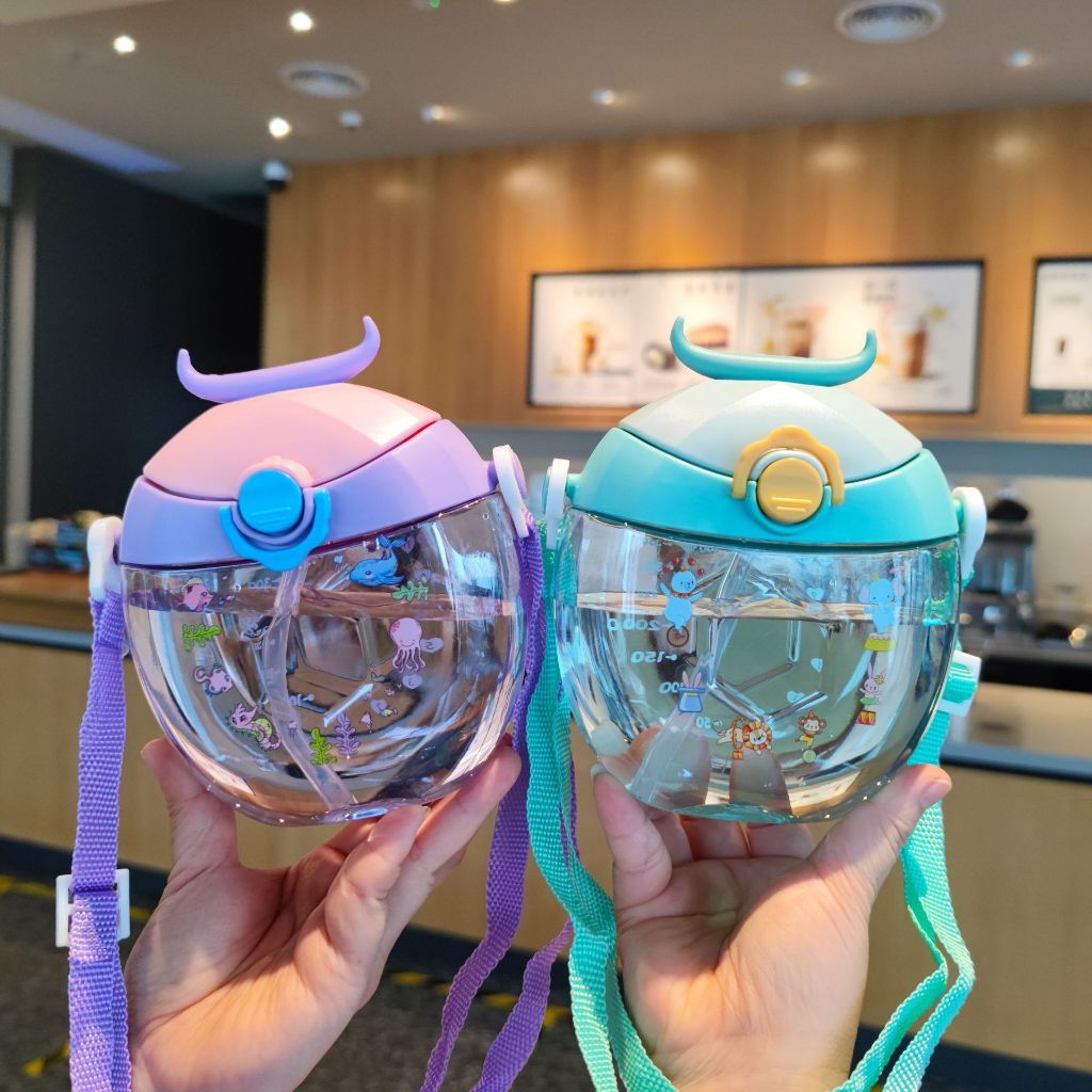 Jual V2_Botol Minum Anak DONAT TANDUK Bulat Seliya Free Tali 400ml | Shopee Indonesia