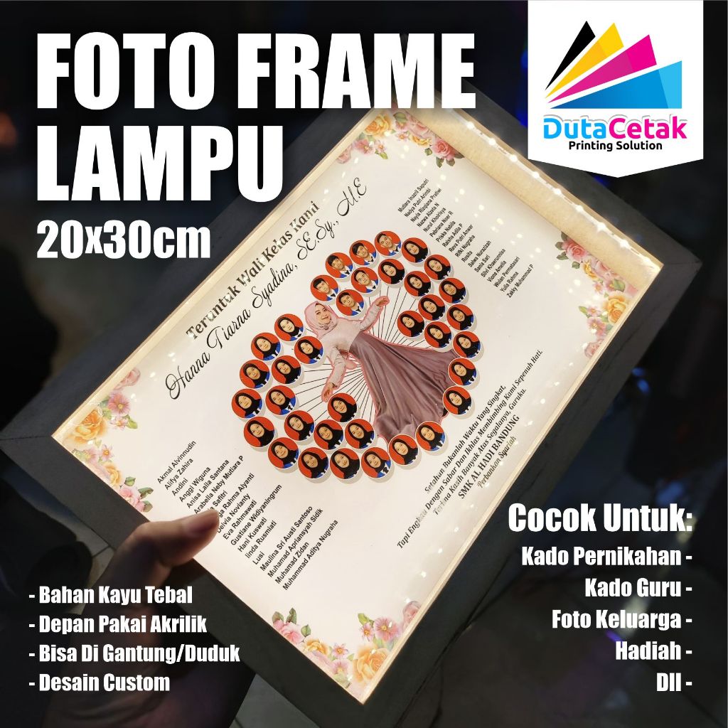 Jual Cetak Foto Frame Lampu Custom ukuran 20x30cm Cocok untuk Hadiah ...