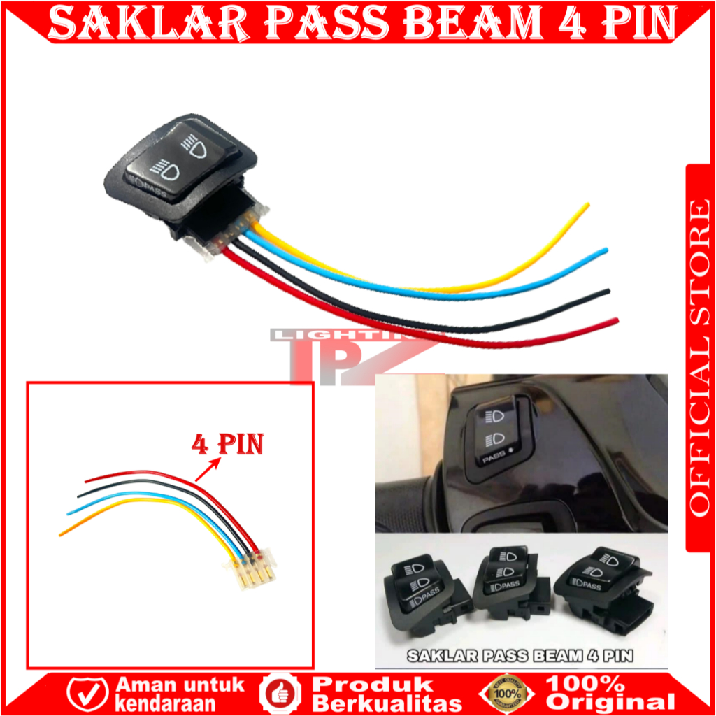 Jual ORIGINAL SAKLAR PASS BEAM 4 PIN VARIO LED OLD BEAT FI TOMBOL PASS ...