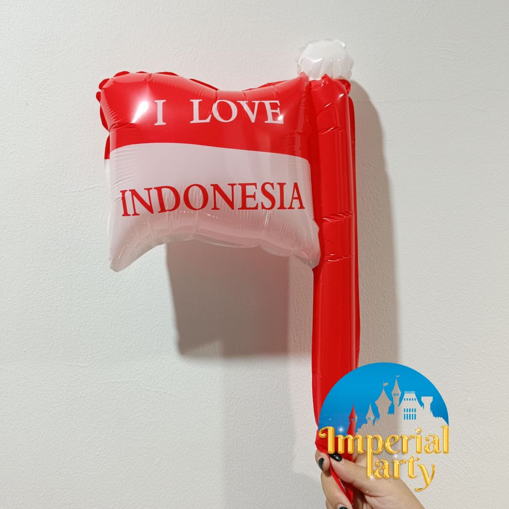 Jual Balon Foil Bendera Tangkai Stik Dirgahayu HUT RI Balon Merah Putih ...