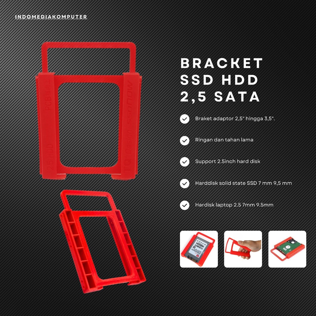 Jual Bracket SSD HDD 2.5 Inch SATA Plastic 2.5 To 3.5 SSD HDD Plastic ...
