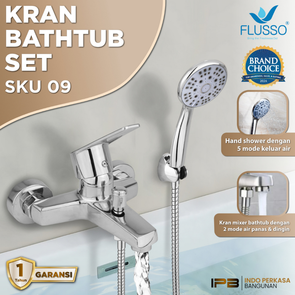 Jual FLUSSO Kran Shower Air Panas Dingin Kran Cabang 2 Kran Mixer Water ...