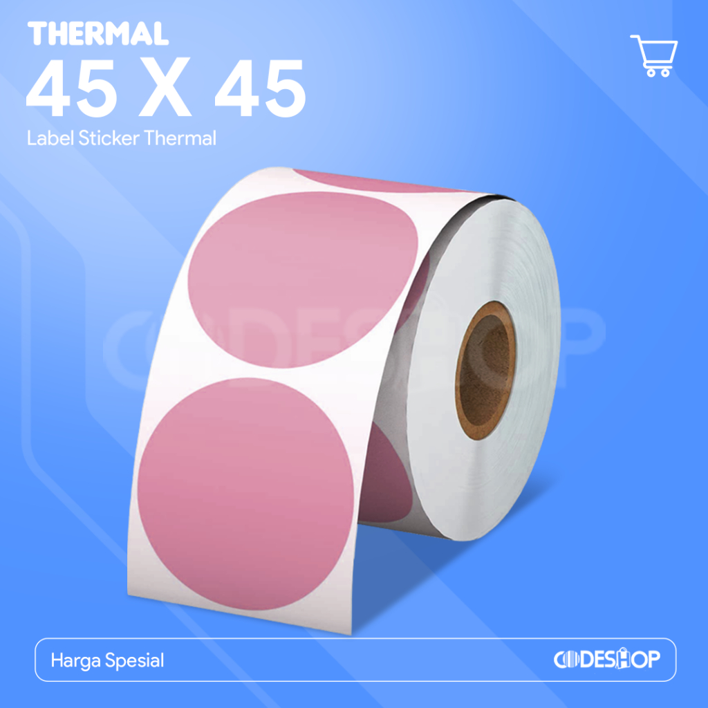 Jual Label Stiker Thermal Bulat 45 x 45 Kertas Stiker Termal 45x45 mm ...
