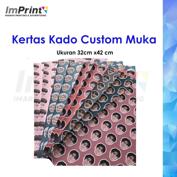 Jual Custom Kertas Kado Wrapping Paper Gambar Muka Suka-Suka Pattern ...