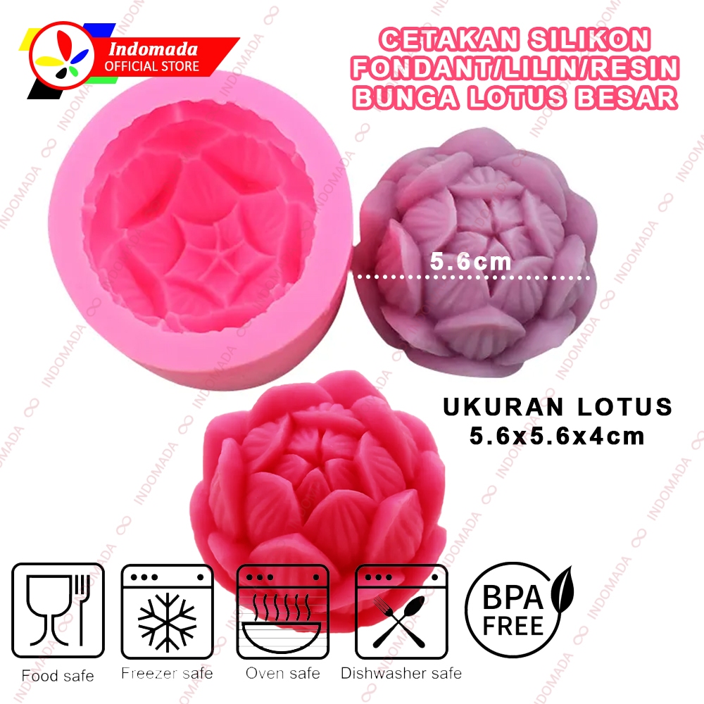 Jual Indomada Cetakan Fondant Silikon Bunga Lotus Medium 5.6 x 5.6 x 4 ...