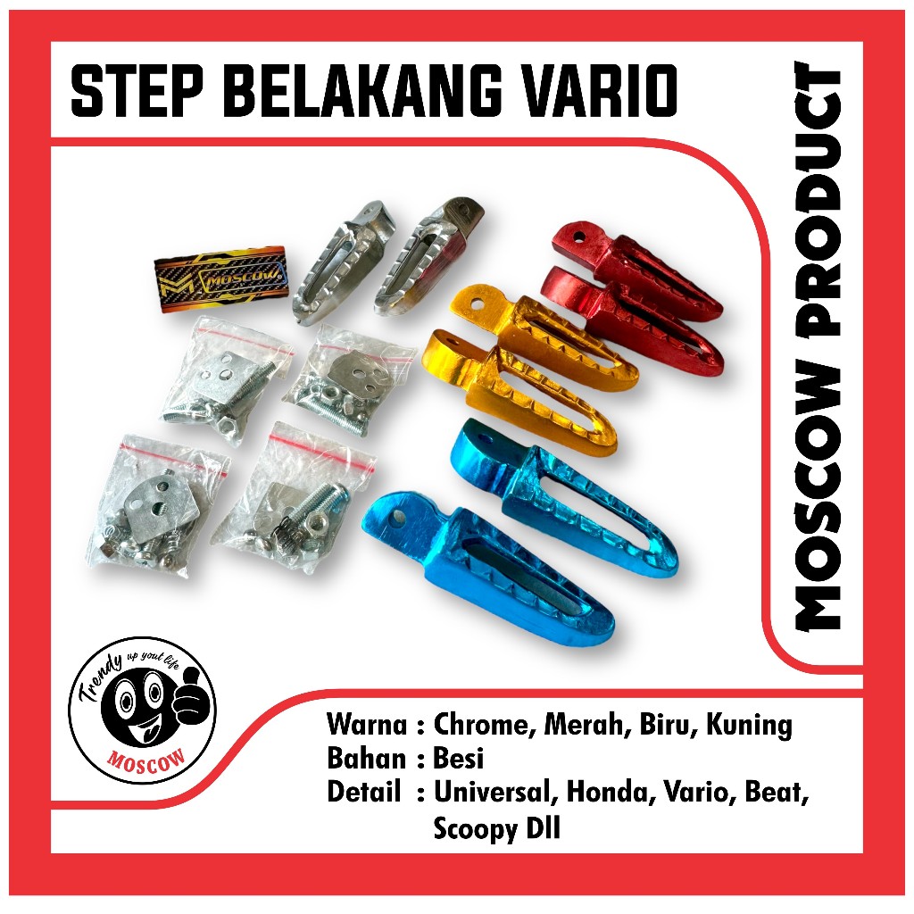 Jual FOOTSTEP VARIO HONDA ALL VARIO BEAT SCOOPY CNC VERSI WARNA MERAH ...