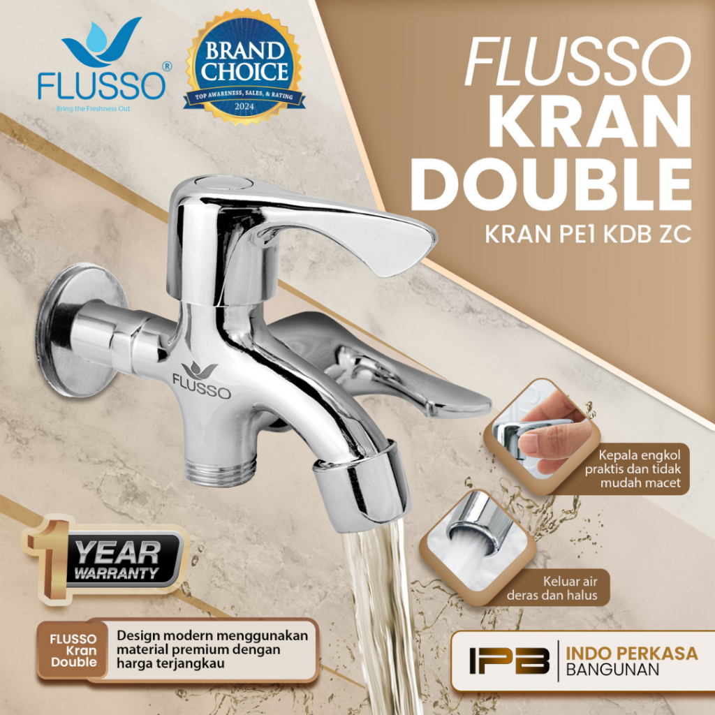 Jual FLUSSO Kran Cabang | Keran Shower Cabang 2 Kran Double Kamar Mandi ...