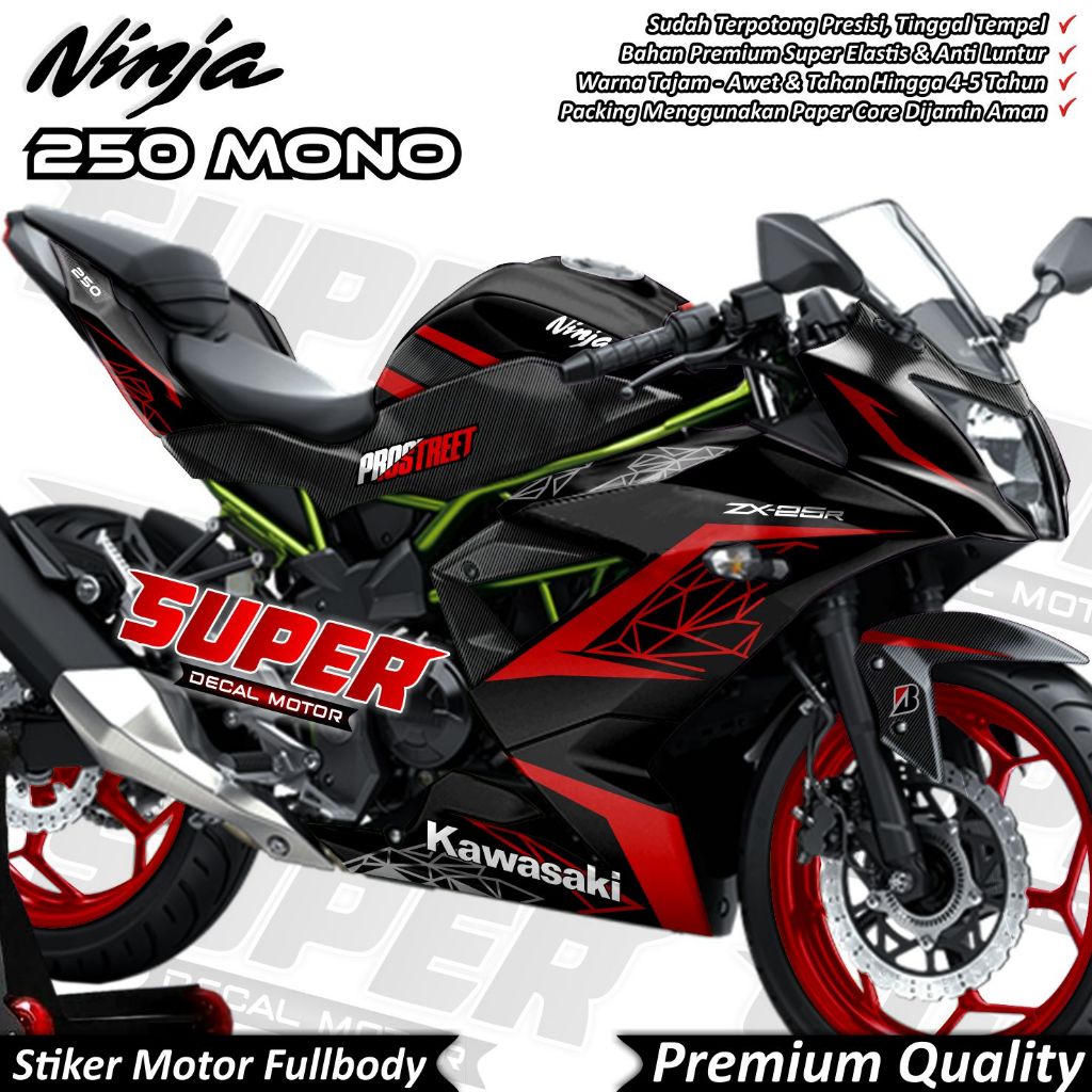 Jual Stiker Decal Kawasaki Ninja 250 RR Mono Full Body Variasi Line ...