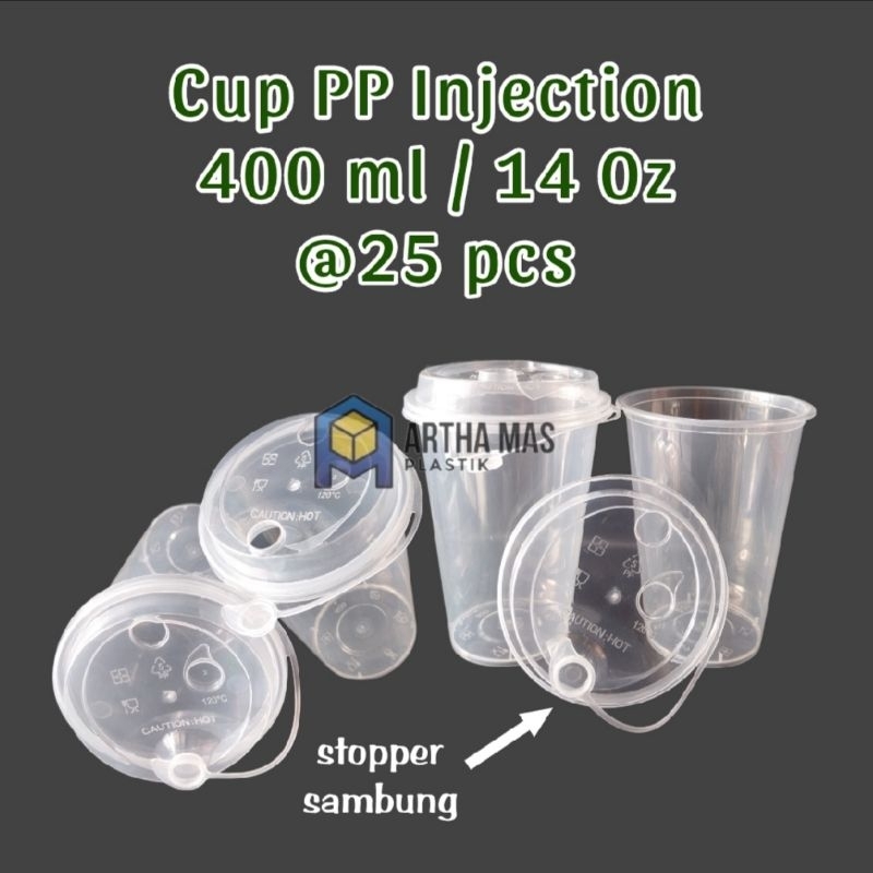 Jual Cup PP Injection 14 oz (400ml) + lid @25pcs | Shopee Indonesia