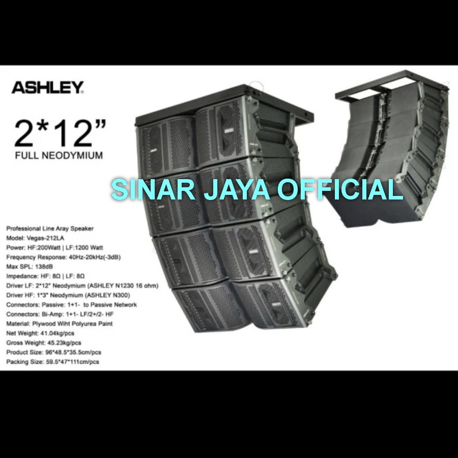 Jual Speaker Line Array Ashley VEGAS 212LA 12ins Full Neodymium Harga ...