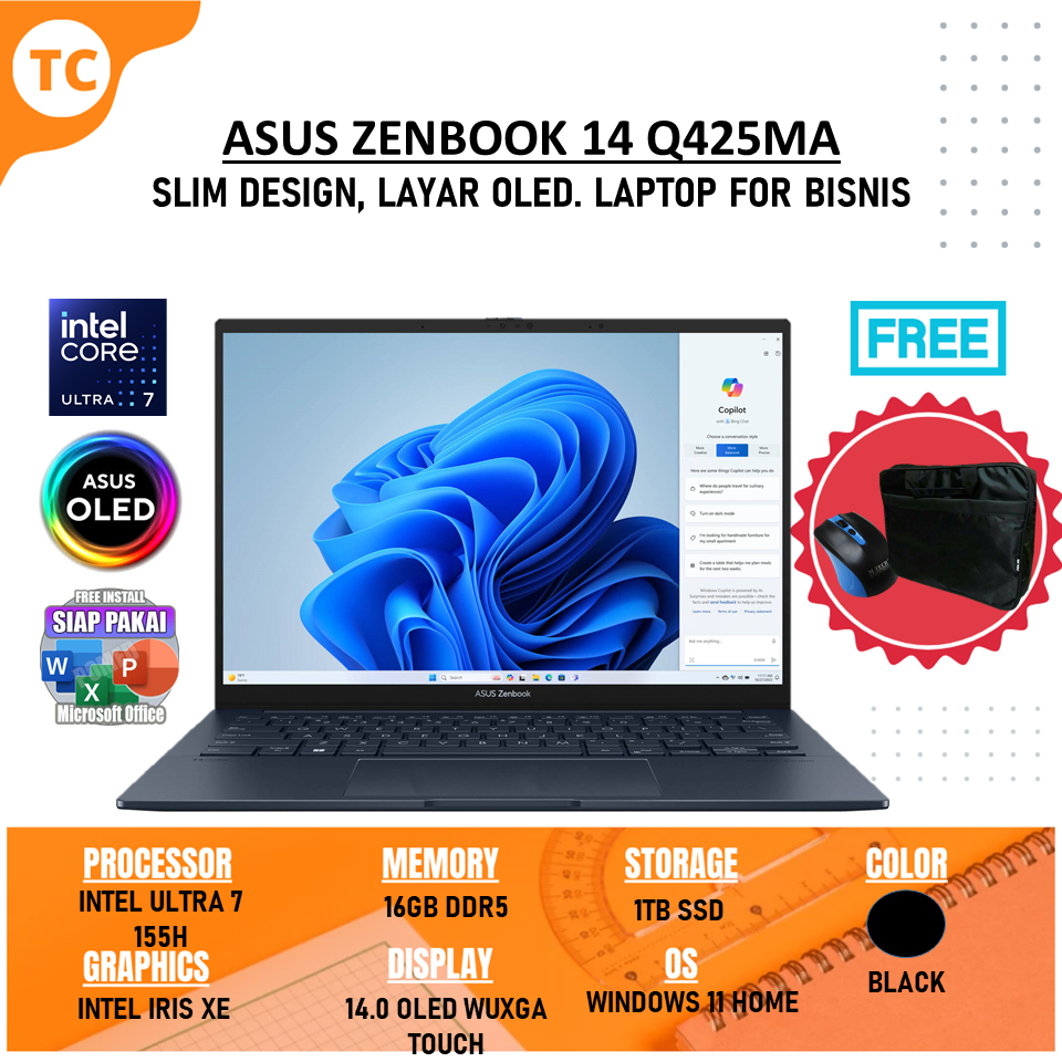Jual Asus Zenbook 14 OLED Q425MA Intel Ultra 7 155H 16GB DDR5 1TB SSD ...