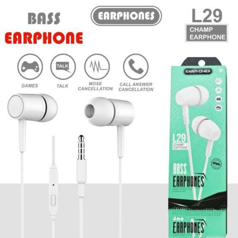 Jual Headset Handsfree Earphone L29 Extrabass With Mic Stereo Sound | Shopee Indonesia