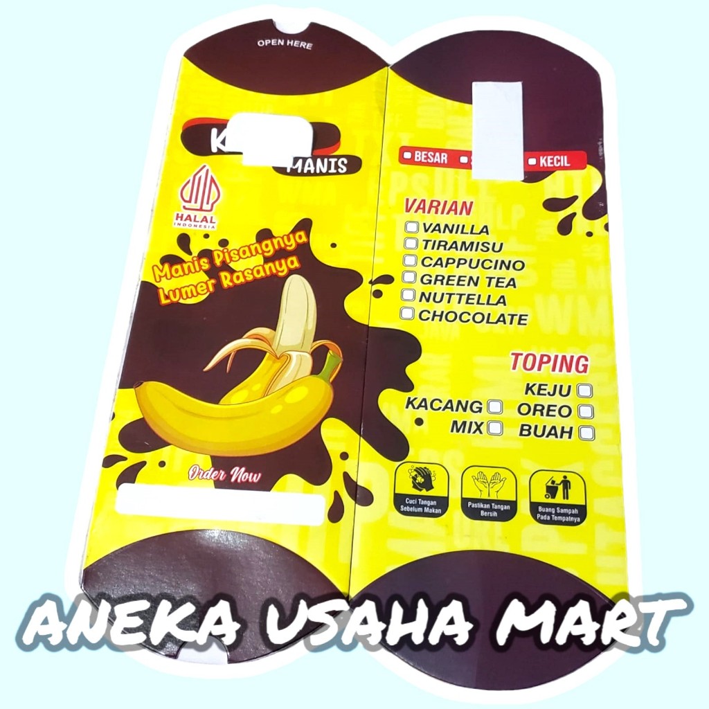 Jual 50 PCS DUS KEMASAN WADAH BUNGKUS KEBAB PISANG COKLAT PISCOK PISANG ...
