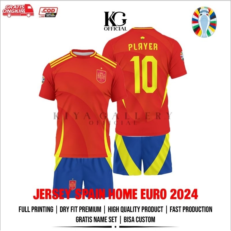 Jual JERSEY TIMNAS SPAIN EURO 2024 HOME FULL PRINTING GRATIS PASANG ...