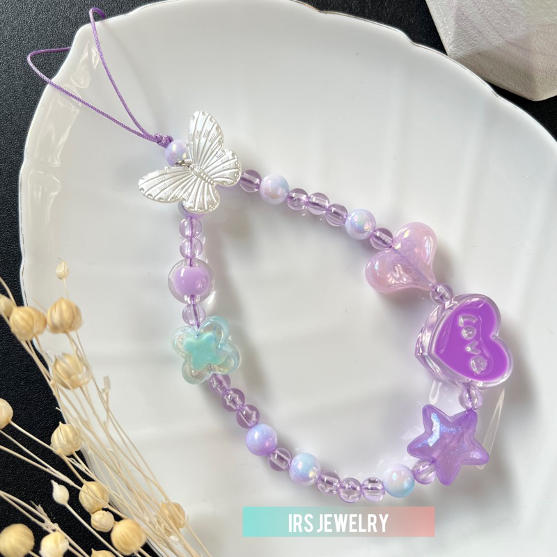Jual Phone Strap Beads Ungu Series/ Tali Lanyard Handphone Manik Pita ...