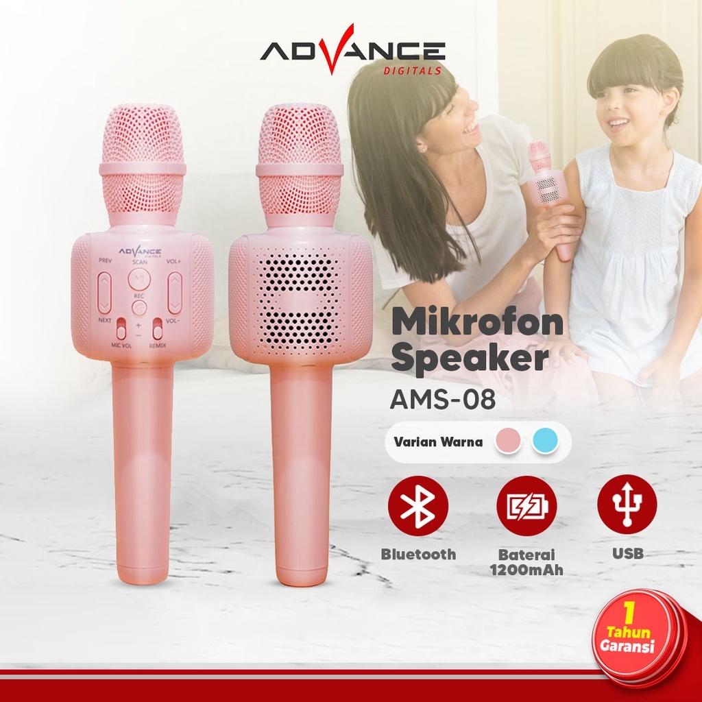 Jual ADVANCE AMS08 MIC Wireless Bluetooth Audio ALL IN 1 Microphone ...