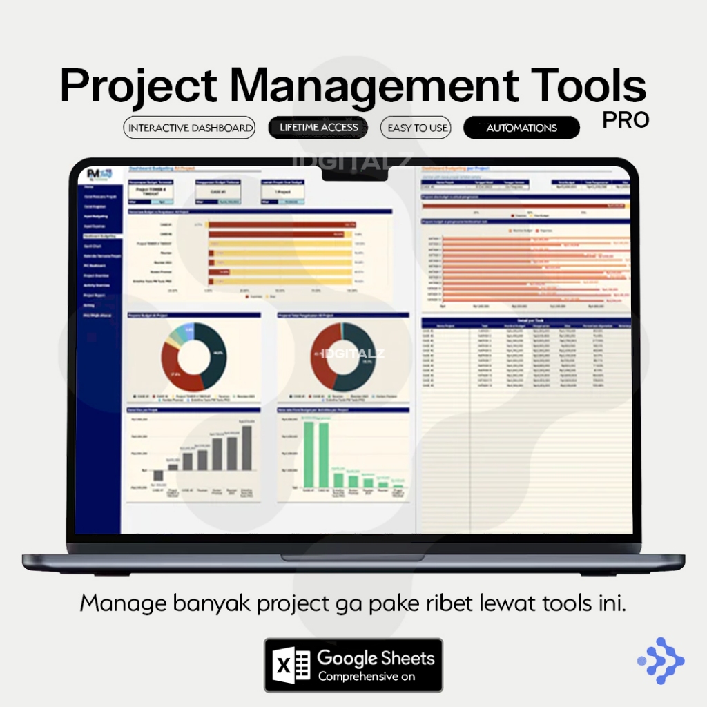 Jual [T078] Project Management Tools Pro Version - Template Google Sheets untuk Mengatur Proyek ...