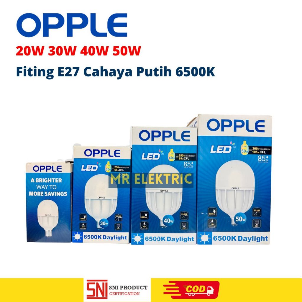 Jual OPPLE ECOSAVE LAMPU LED BULB HPB 20W 30W 50W SNI GARANSI 1 TAHUN E27 BOHLAM | Shopee Indonesia