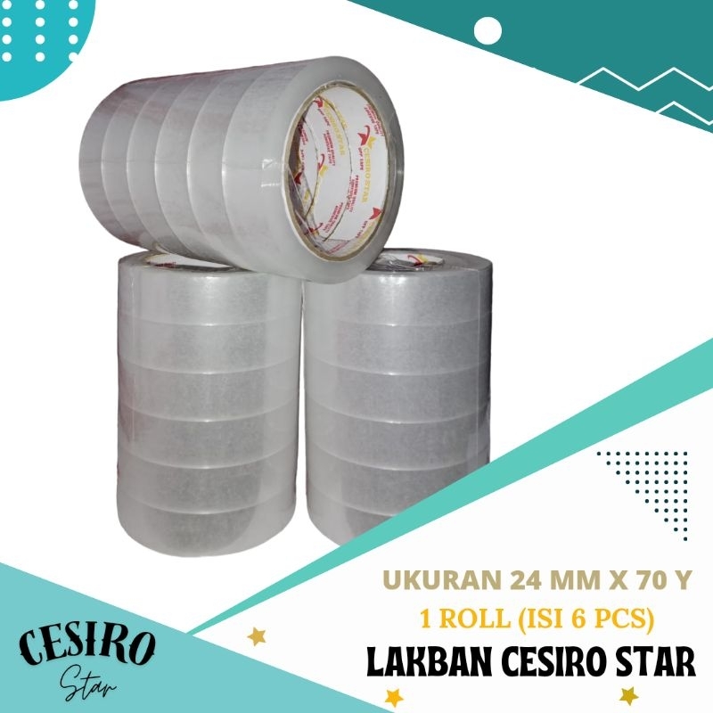 Jual Isolasi 24mm X 70Y Cesiro Star (1 Roll Isi 6 Psc) | Shopee Indonesia