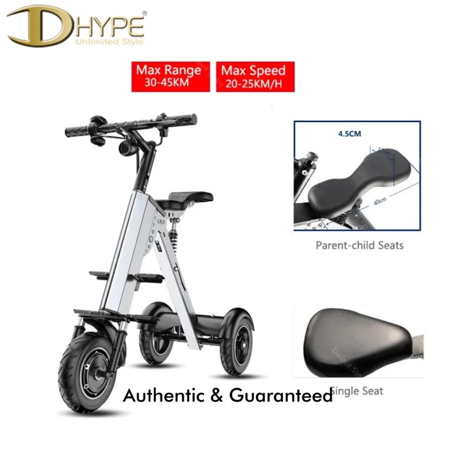 Jual SEPEDA LIPAT LISTRIK SKUTER RODA 3 (2 SEAT) WARNA SILVER | Shopee ...
