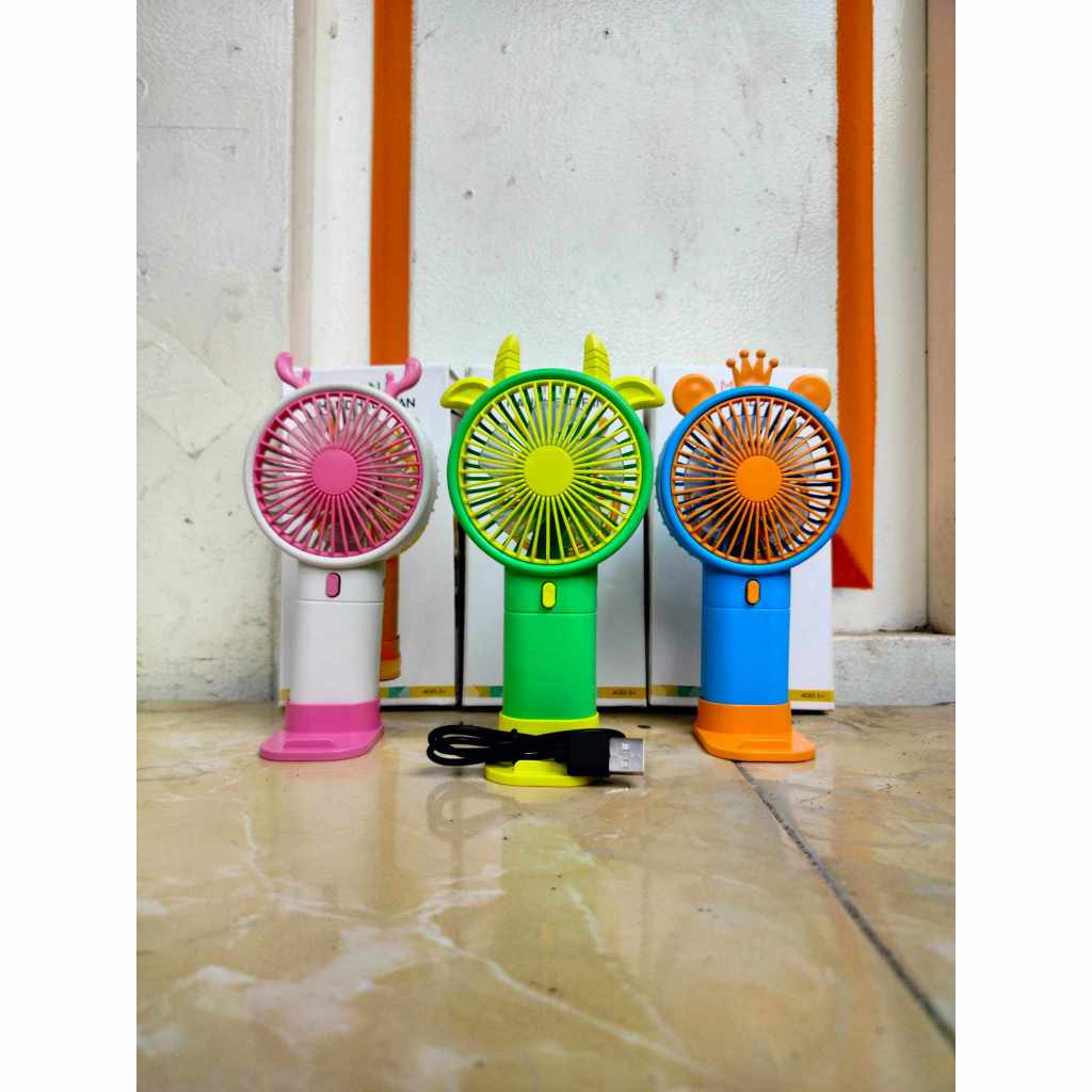 Jual Kipas Angin Tangan Karakter Tanduk / Kipas Mini Genggam Stand ...