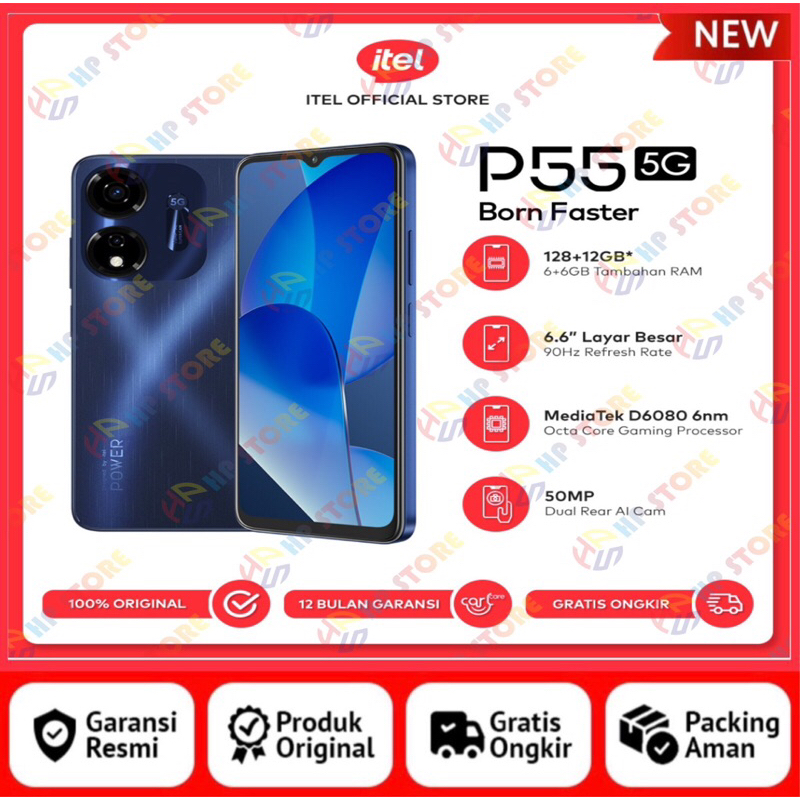 Jual itel P55 5G Ram 6GB+6GB / 128GB Garansi Resmi | Shopee Indonesia