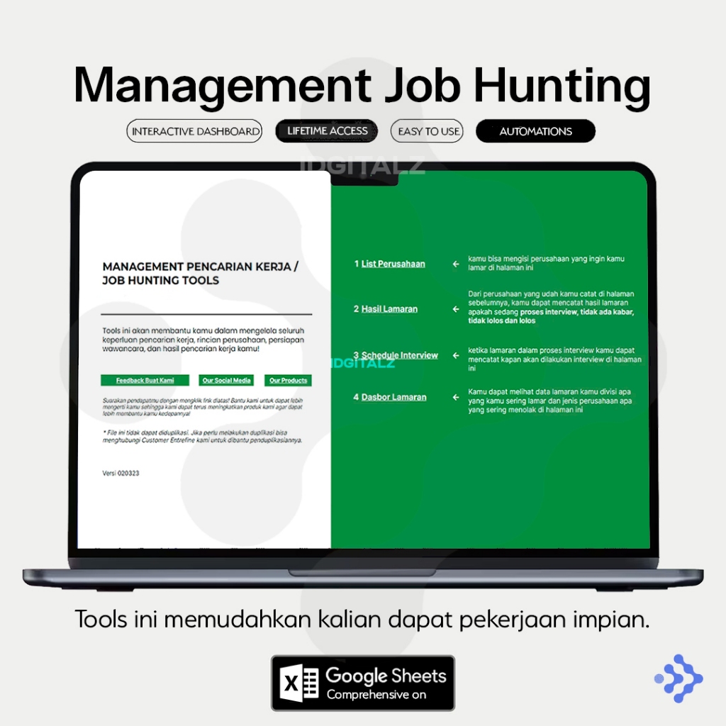 Jual [T083] Management Job Hunting Tools Google Sheet Spreadsheet ...