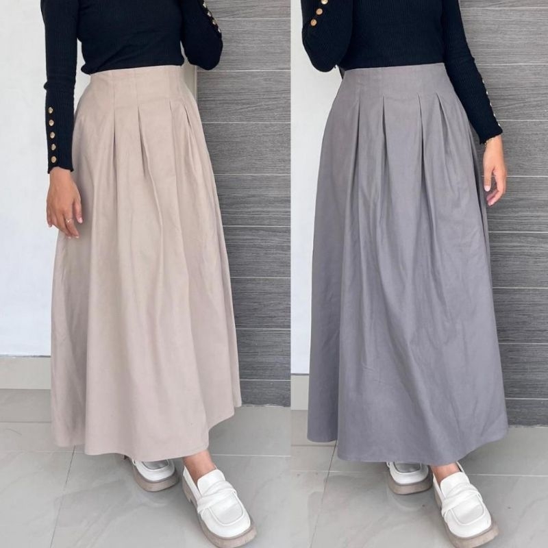 Jual ROK Aira Flare Skirt - Rok Cotton Twil Korean Skirt Style - Rok ...