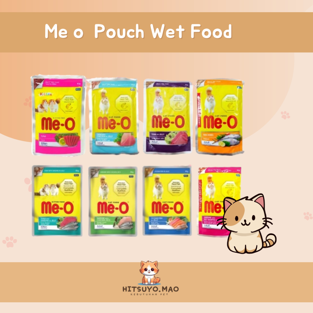 Jual MeO Wet Food | Makanan Basah Kucing Pouch 80 gram | Shopee Indonesia