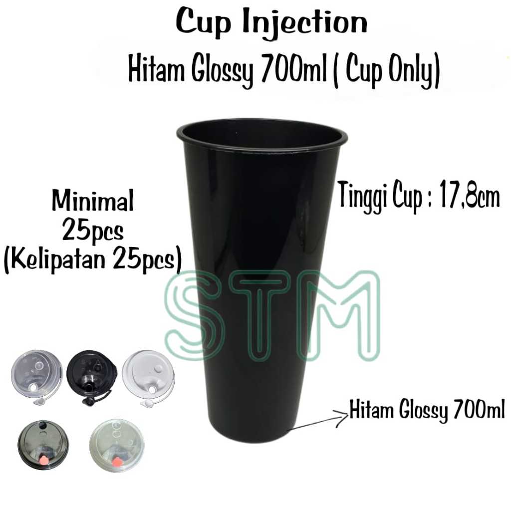 Jual Isi 25Pcs/Set Gelas Plastik Hitam 22oz 24oz Slim Tinggi/Black ...