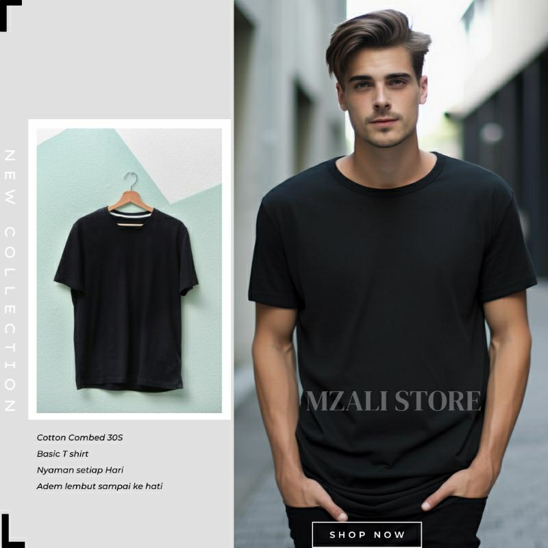 Jual [BEST SELLER] HITAM KAOS POLOS COTTON COMBED 30S BASIC T SHIRT ...