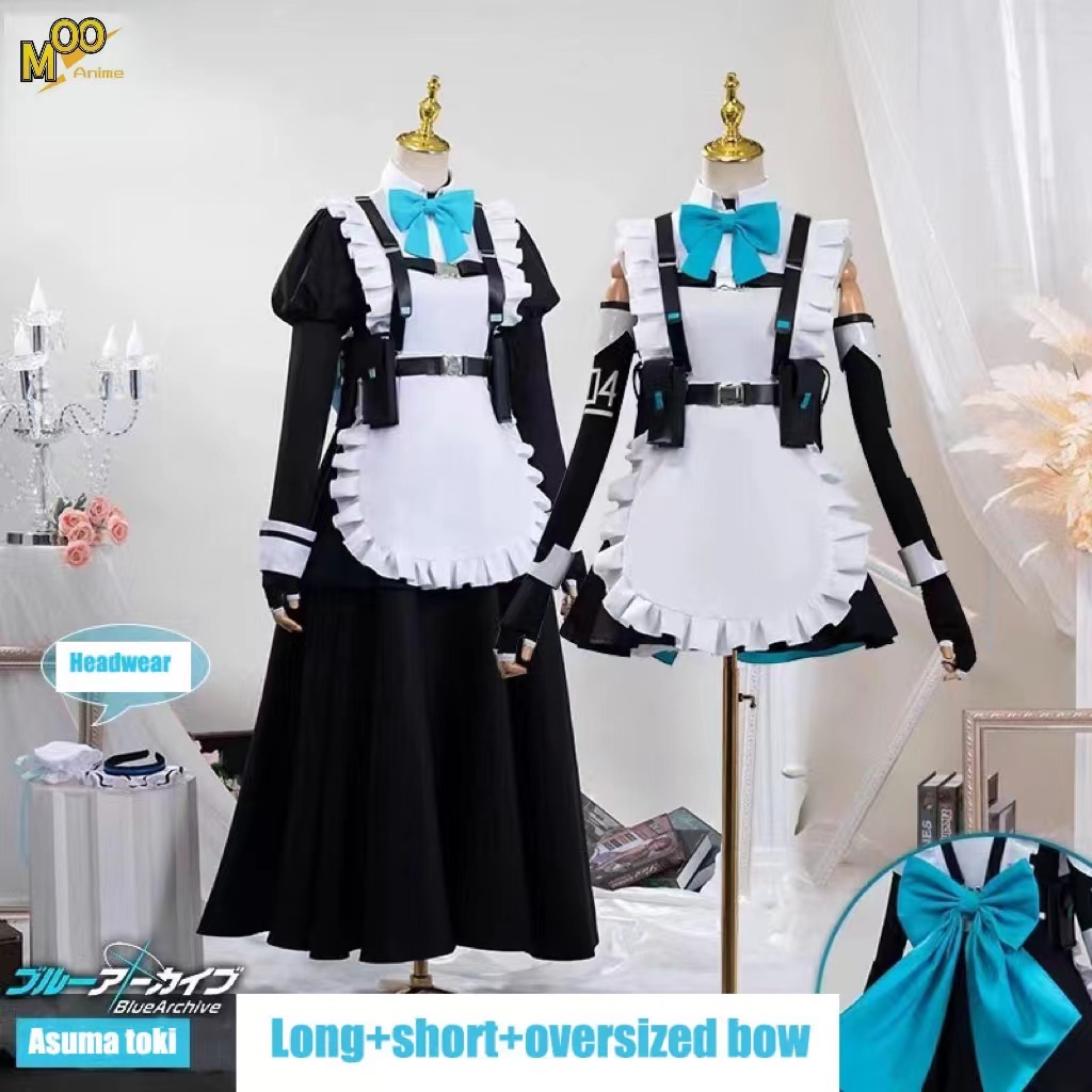 Jual Blue Archive Cosplay Costume Asuma Toki Cosplay Costume And Wig Asuma Toki Maid Attire Long