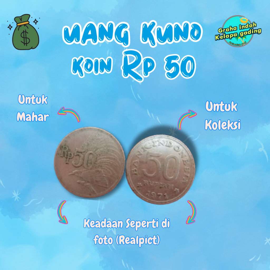 Jual Koin Kuno Mahar 50 Rupiah Cendrawasih 1971 KOIN MAHAR RP 50 BURUNG TAHUN 1971 Bekas ...