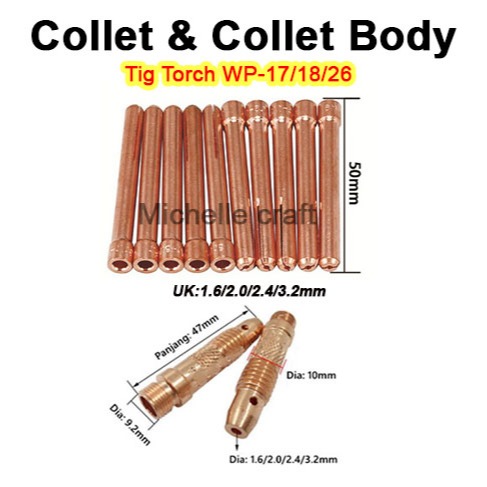 Jual Collet & Collet Body Argon (1,6mm/2.0mm/2.4mm/3.2mm)Tig Torch WP ...