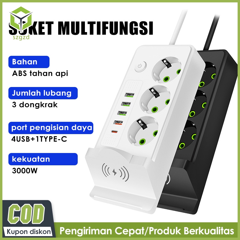Jual Szgzd 2500W Power Strip Power Socket Charger Stop Kontak Usb Charger 2Meter / Power Socket ...