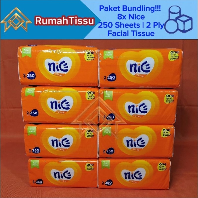 Jual [Paket Bundling 8 Pack] Tisu Nice Facial Tissue 250 Sheets 2 Ply ...