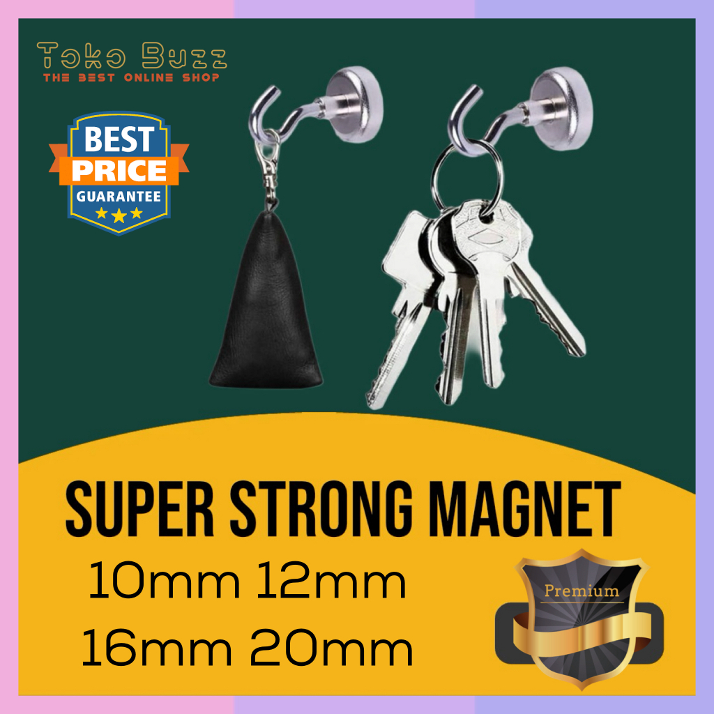 Jual Gantungan Magnet HOOK Neodymium SUPER STRONG 8mm 10mm 12mm 16mm ...