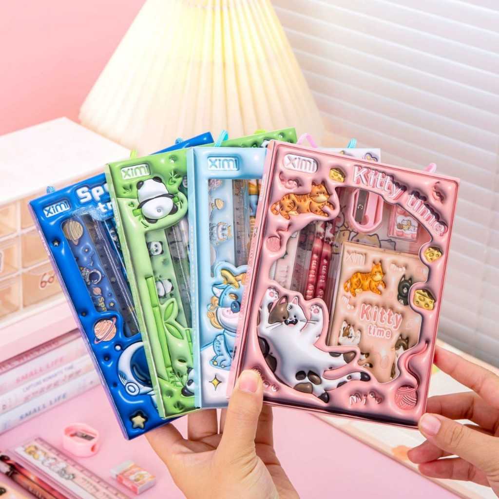 Jual alat tulis set ximi karakter 6in1/Stationery set ximi 6in1 carton ...
