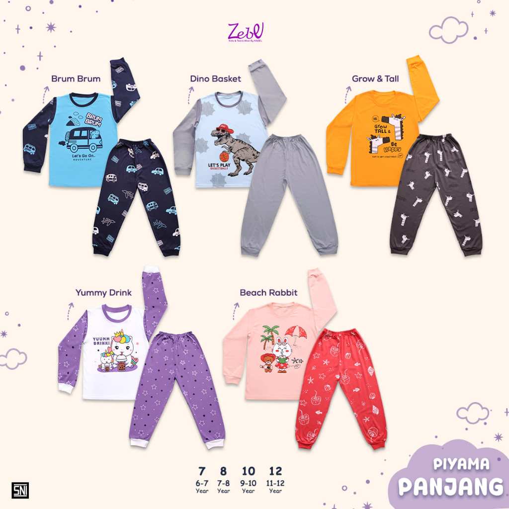 Jual Kazel Zebe Setelan Panjang Anak Unisex (1Stel) 6-11Tahun | Shopee Indonesia