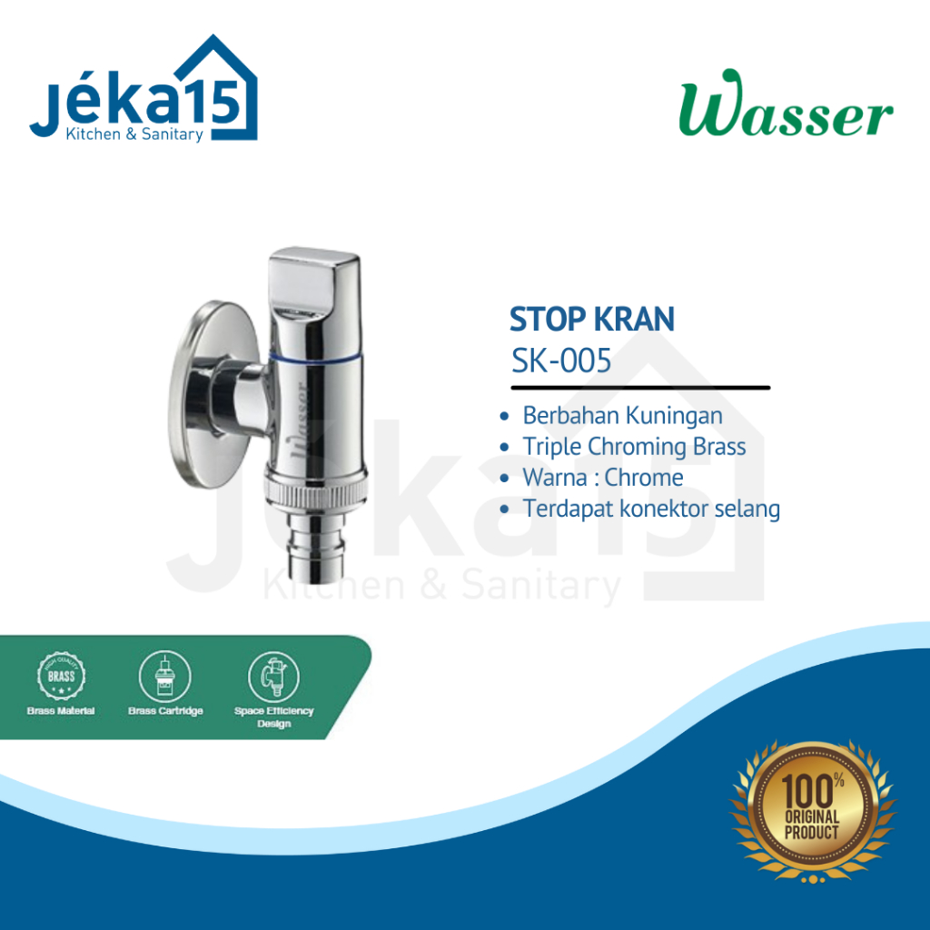 Jual WASSER SK-005 STOP VALVE WITH HOSE CONNECTOR | STOP KRAN SINGLE ...
