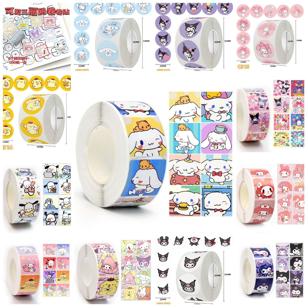 Jual 500PCS STIKER AESTHETIC ROLL SANRIO CINNAMOROLL KUROMI MELODY ...