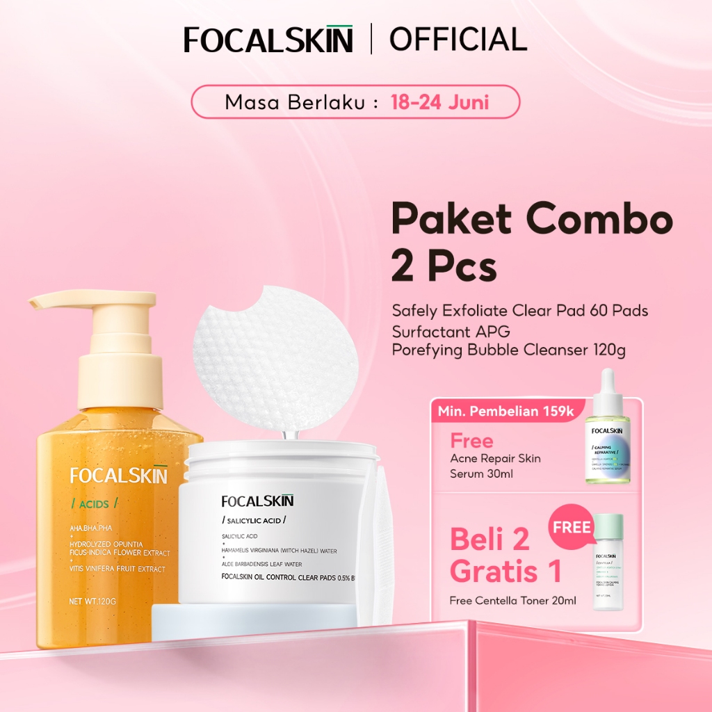 Jual Focalskin 2Pcs Paket Safely Exfoliate Clear pad + Porefying Bubble ...